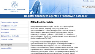 Register finančného sprostredkovania a poradenstva - Národná banka ...